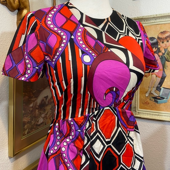 Dresses | Vintage 6s Psychedelic Mod Go Go Mini Dress | Poshmark
